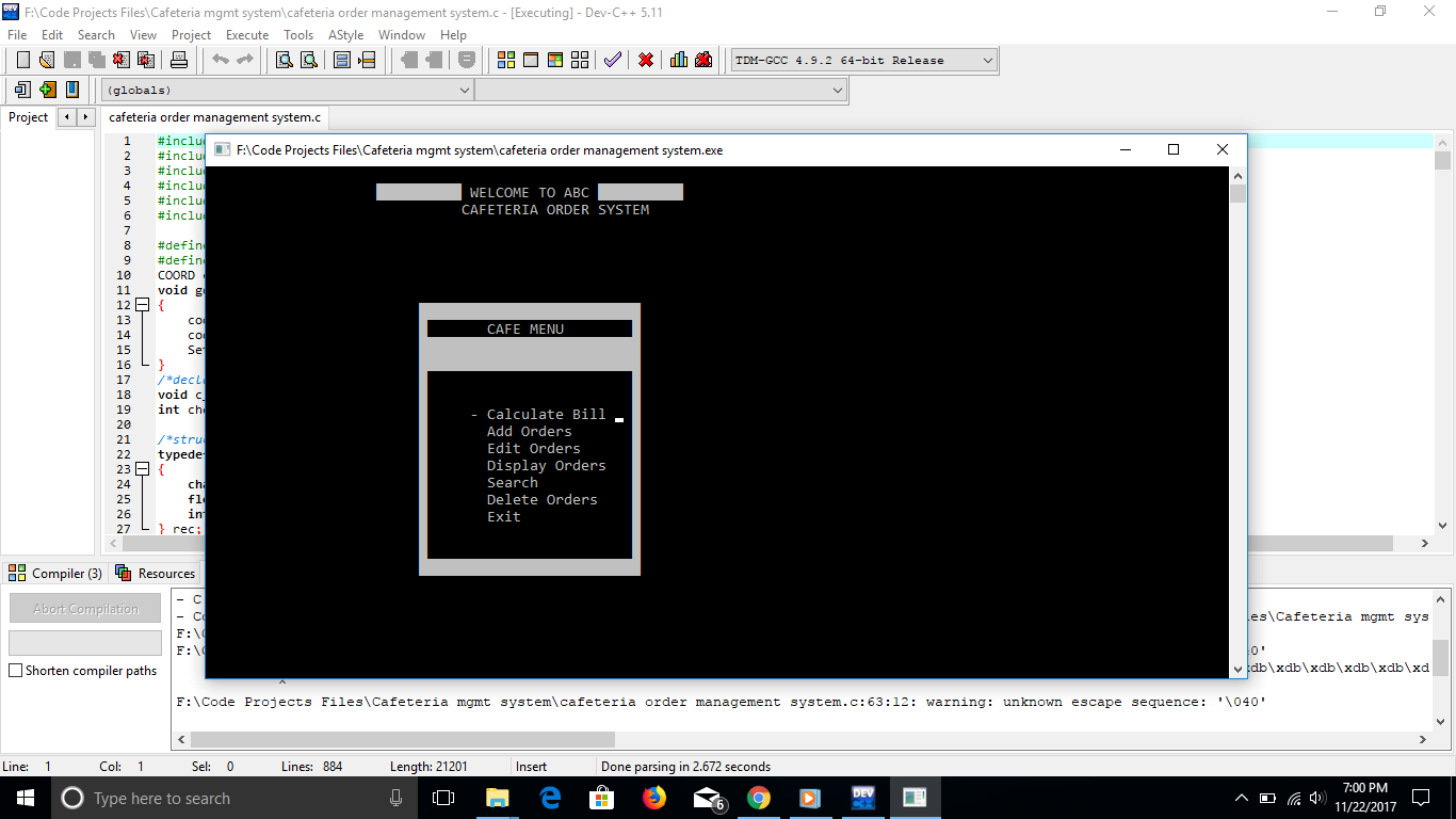 Cafeteria Management System In C Programming With Source Code Code Projects