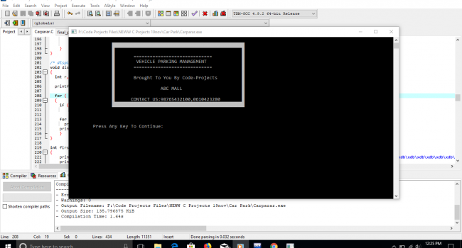 Vehicle Parking Management System In C Programming With Source Code Source Code And Projects