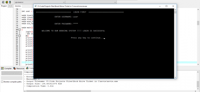 Movie Ticket Booking System In C Programming With Source Code | Source ...