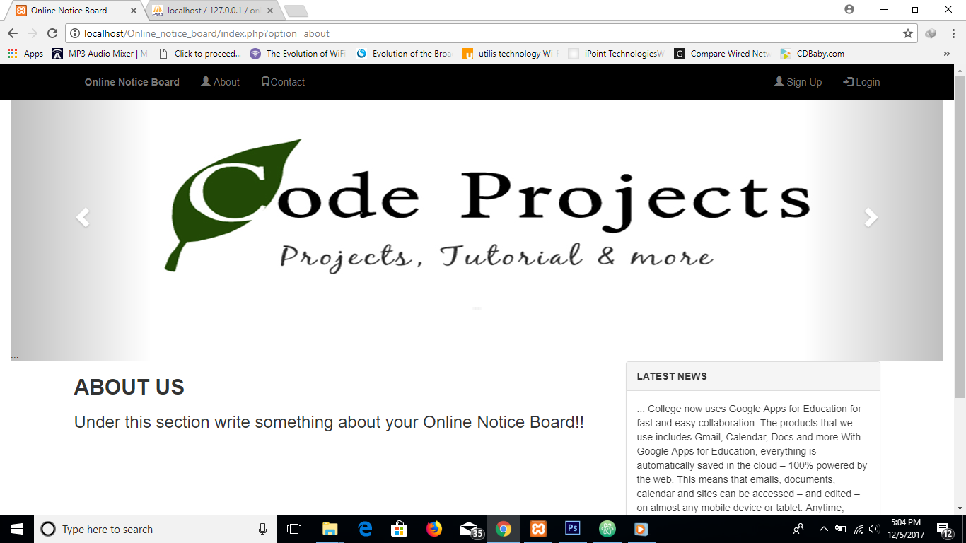 Online Notice Board Using Php With Source Code Code Projects