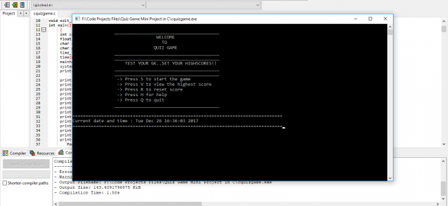 Quiz Game In C Programming With Source Code Source Code And Projects