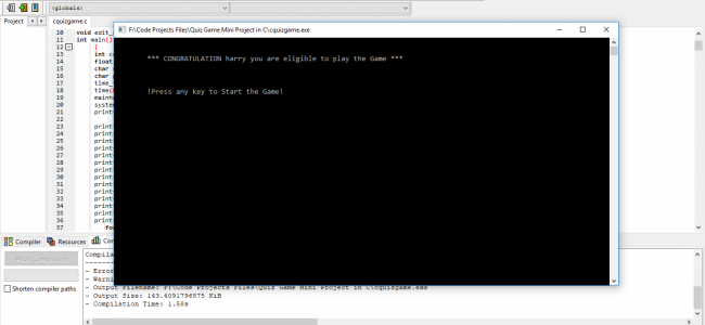 Quiz Game In C Programming With Source Code | Source Code & Projects