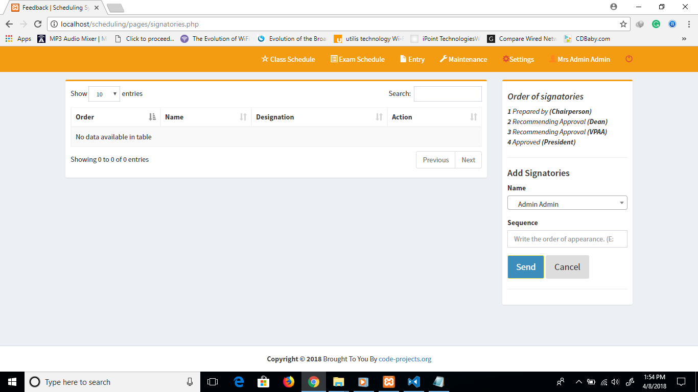 Online Class And Exam Scheduling System In Php With Source Code Code Projects