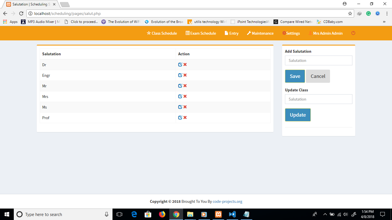 Online Class And Exam Scheduling System In Php With Source Code Code Projects