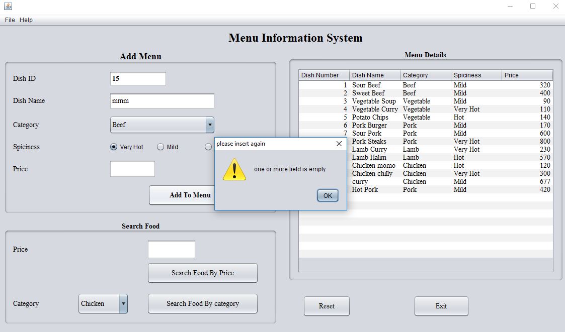 Restaurant Menu Information System In Java Using Netbeans With Source Code Code Projects