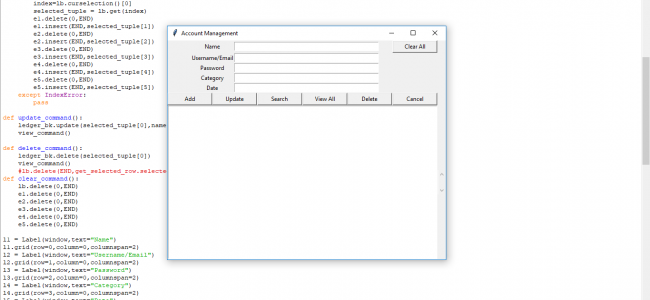 Account Management System In Python With Source Code