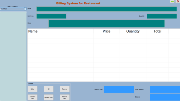 Restaurant Billing System In VB.NET With Source Code - Source Code ...