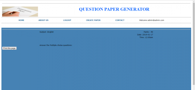 Question Paper Generator In Php With Source Code Source Code And Projects