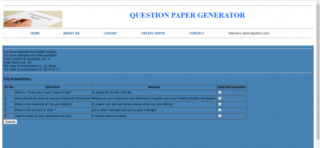 Question Paper Generator In Php With Source Code Source Code And Projects 6790