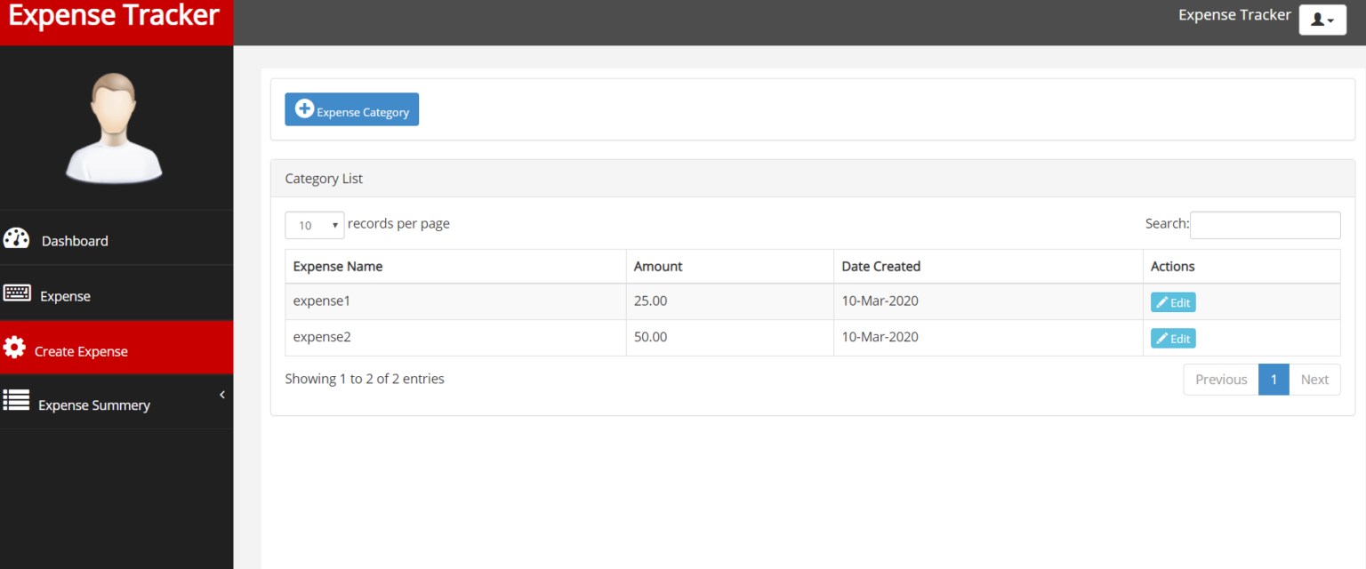 Expense Tracker In Php With Source Code Source Code And Projects