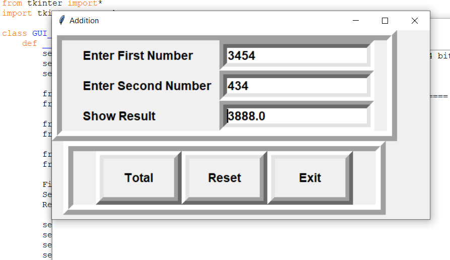 Simple GUI Addition In Python With Source Code Source Code Projects