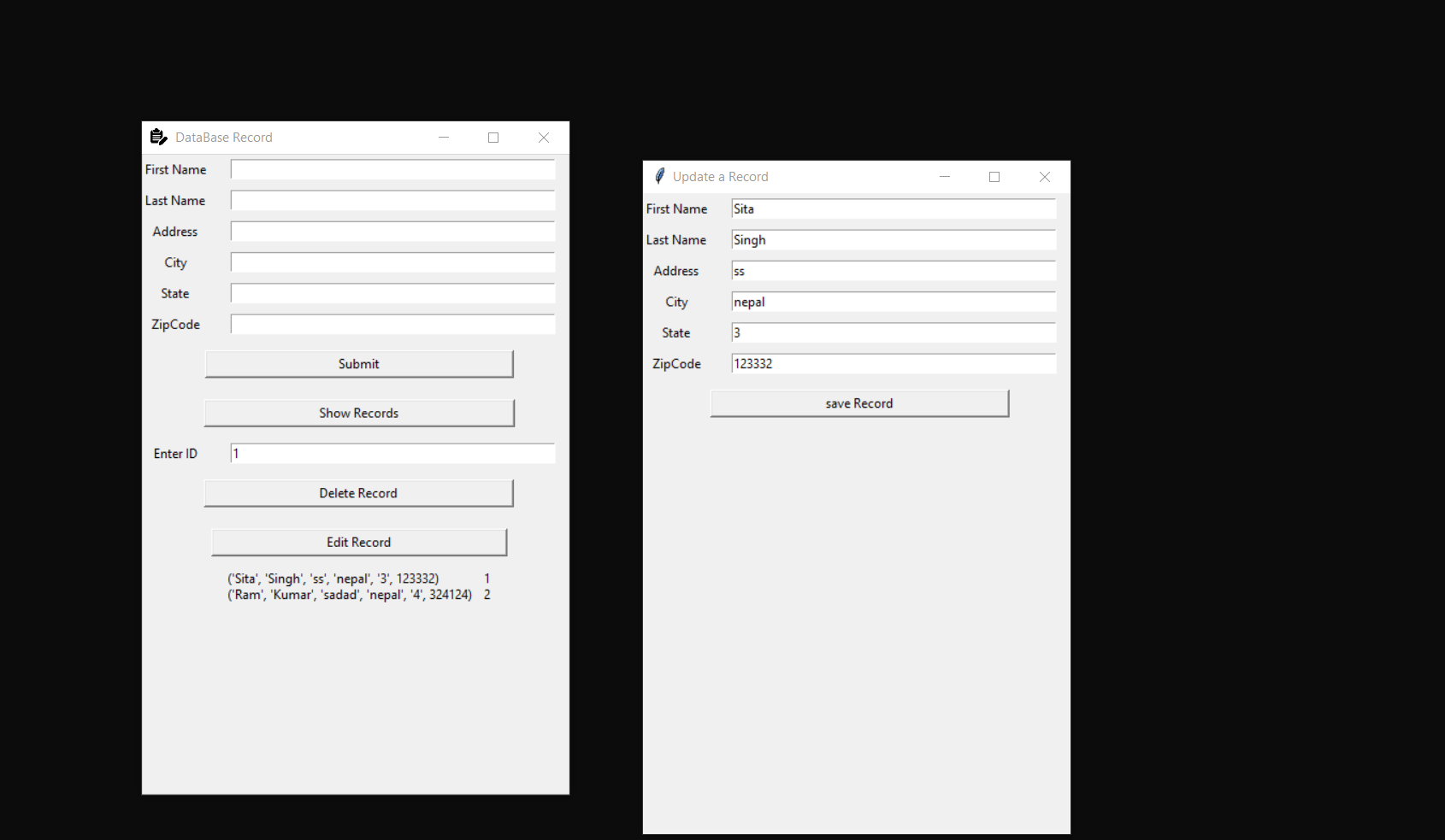 Address Record In Python With Source Code Source Code Projects