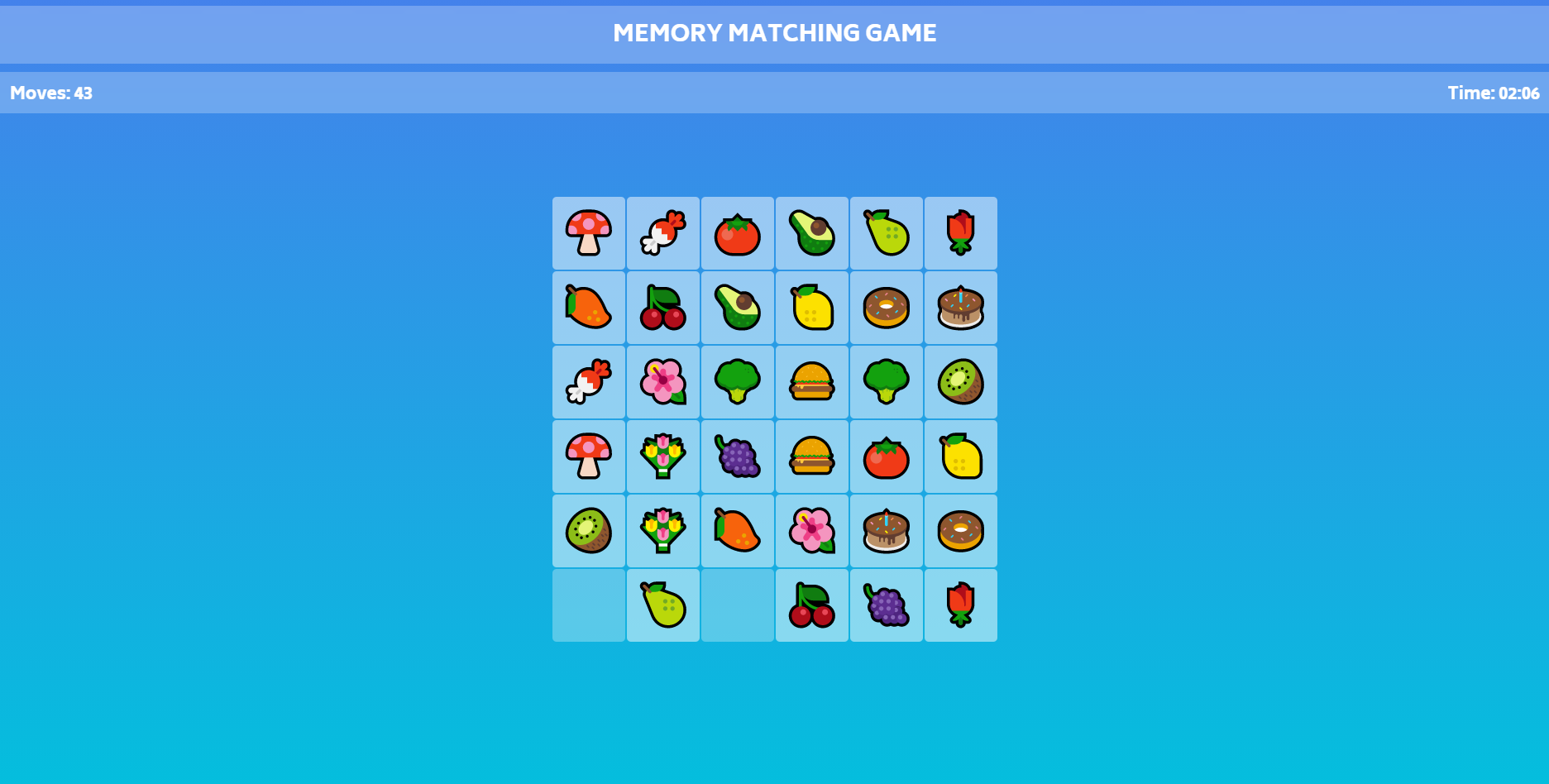Memory Matching Game In JavaScript With Source Code Source Code 