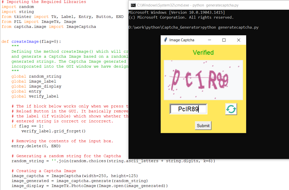 Captcha Generator In Python With Source Code Source Code Projects